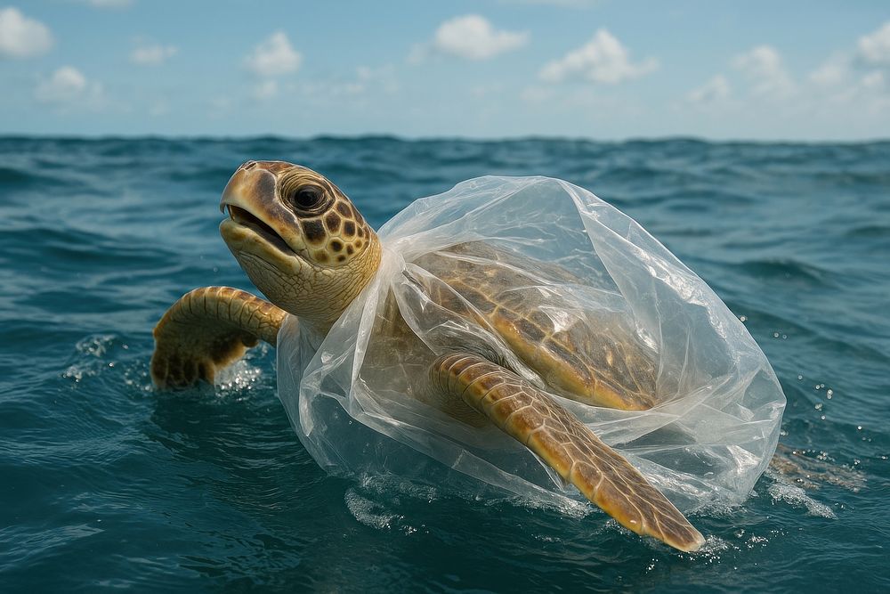 Turtle entangled in ocean plastic | Free Photo - rawpixel