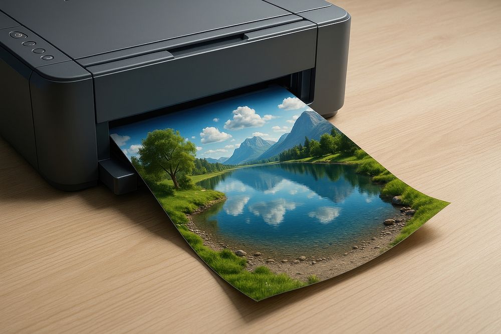 Printer producing vibrant landscape photo | Free Photo - rawpixel