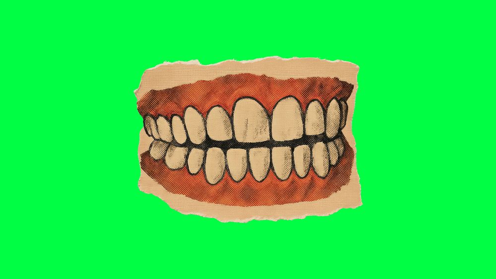Vintage teeth illustration on green | Free Photo - rawpixel