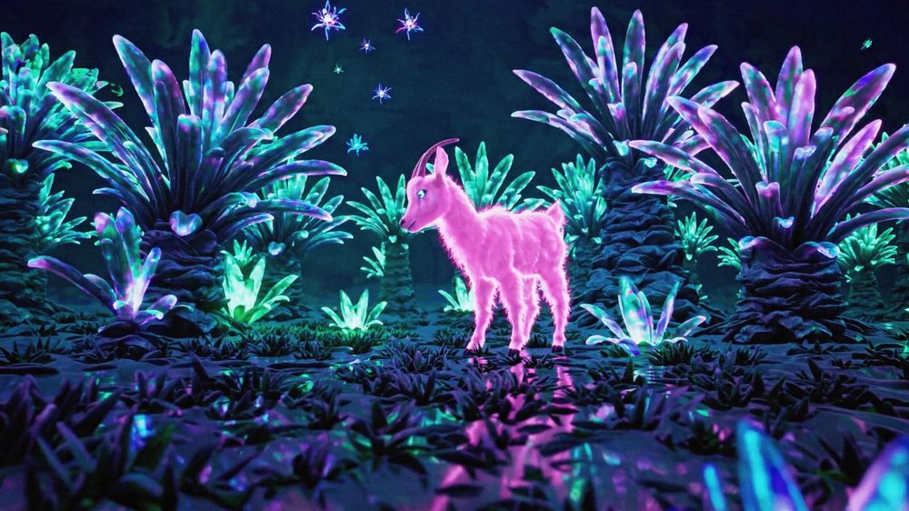 Enchanted neon goat landscape | Free Photo Illustration - rawpixel