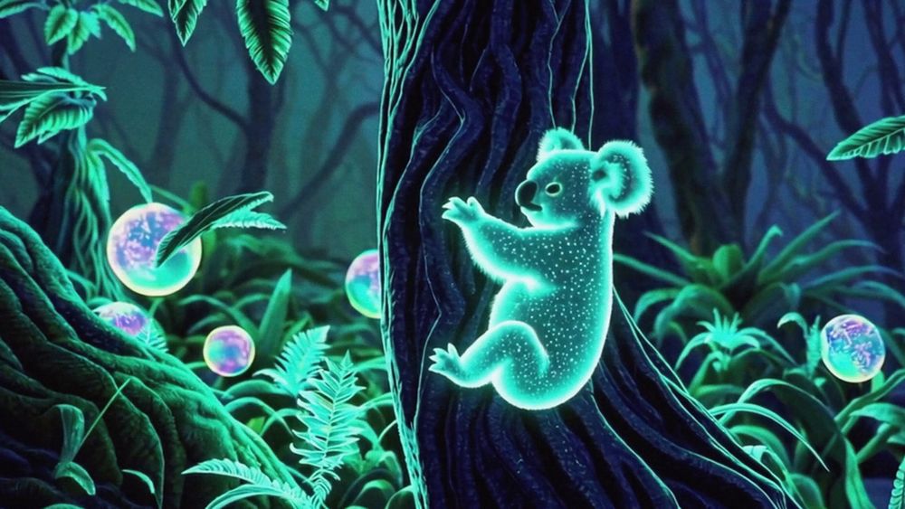Neon koala in enchanted forest | Free Photo Illustration - rawpixel