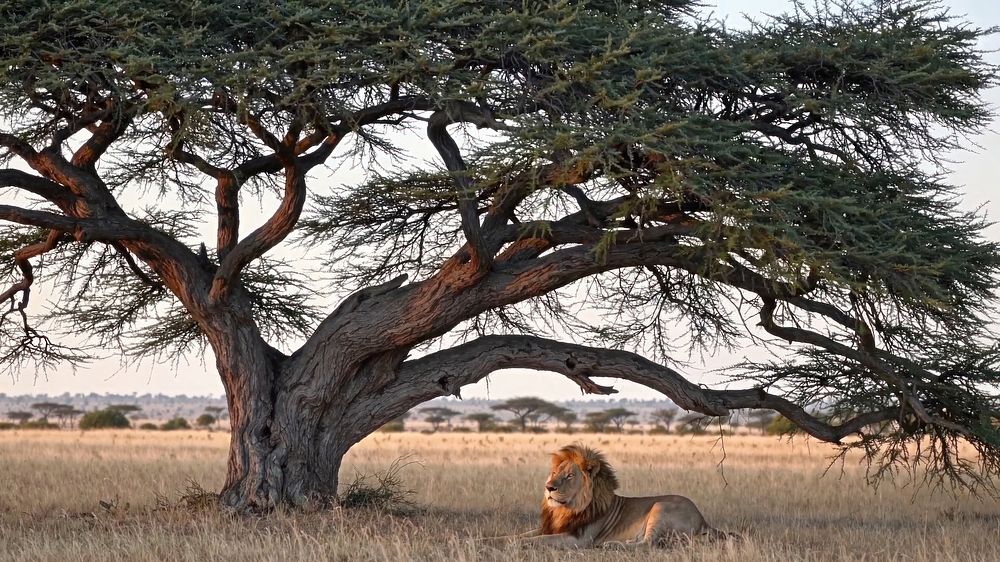 Lion resting under acacia tree | Free Photo - rawpixel
