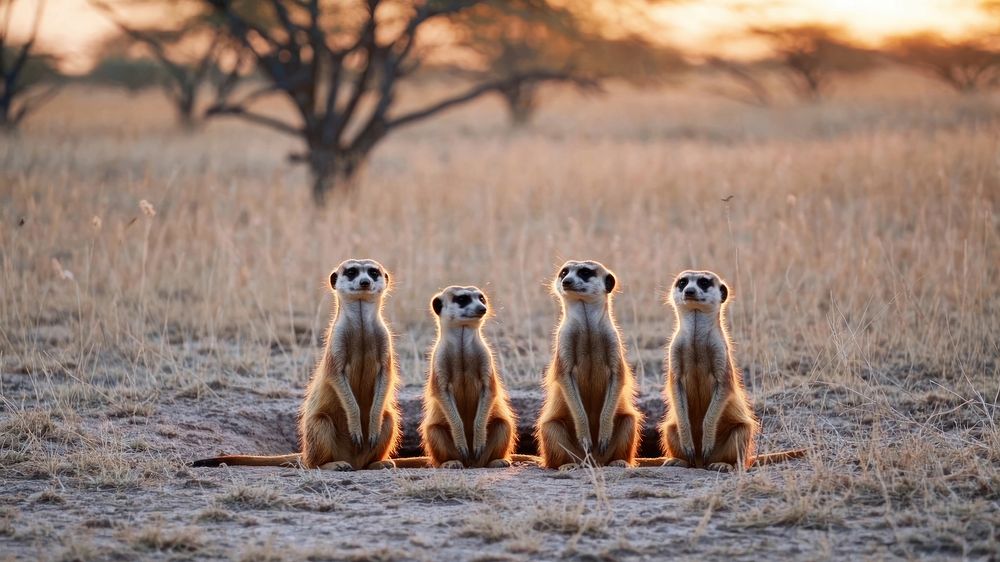 Meerkats standing in sunset | Free Photo - rawpixel