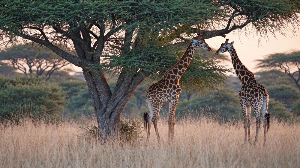 Giraffes under acacia tree | Free Photo - rawpixel