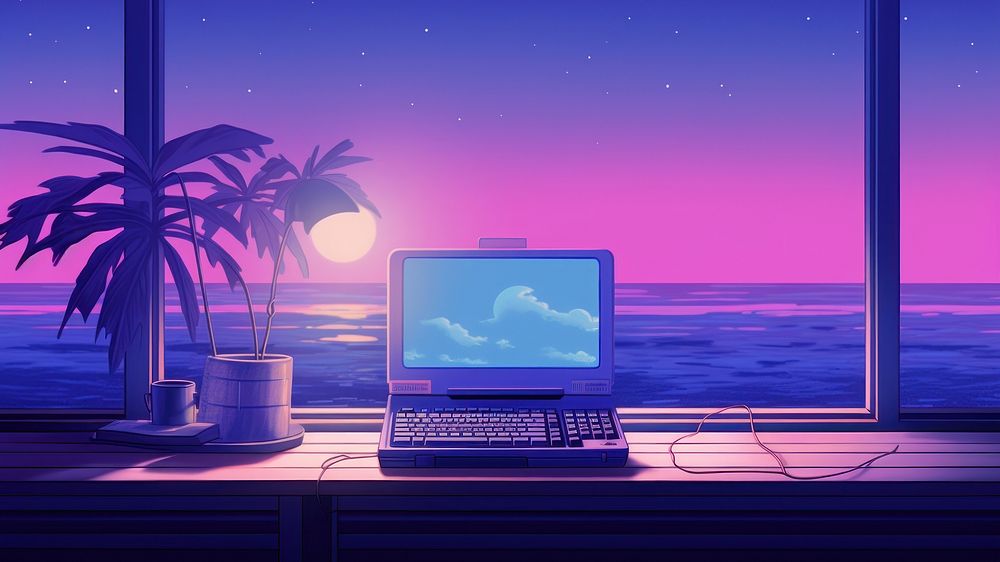 Serene digital seascape tranquility, desktop | Free Photo Illustration ...