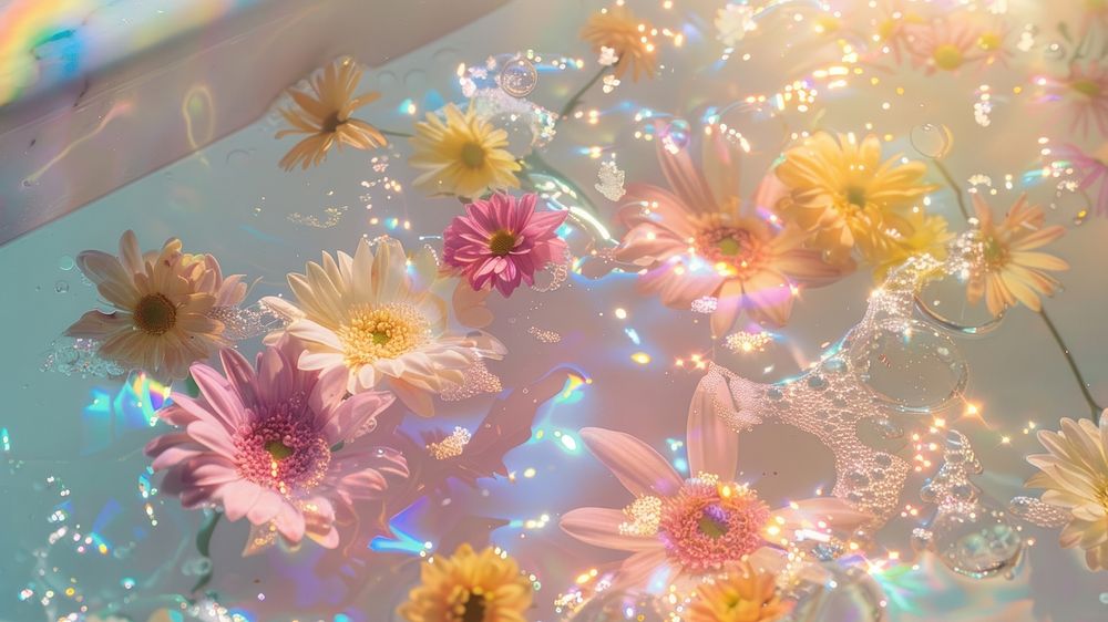Dreamy floral pastel reflections, desktop | Free Photo - rawpixel
