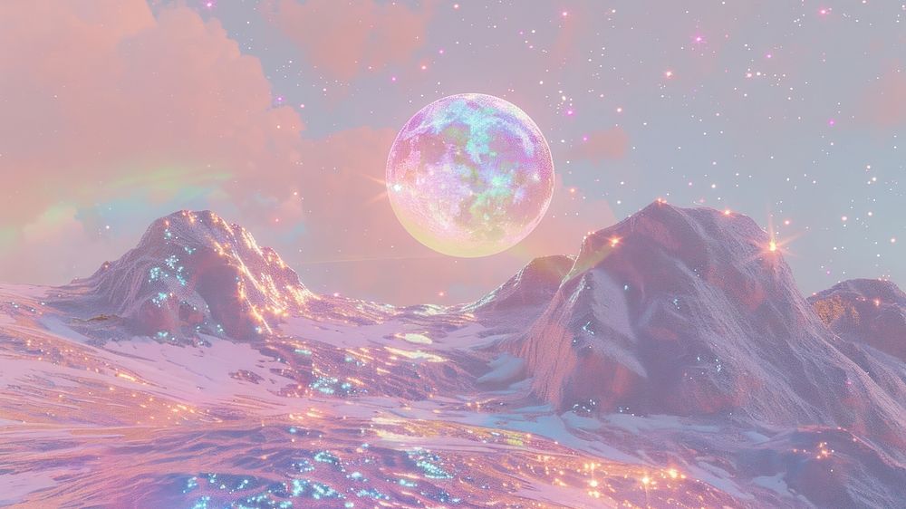 Dreamy pastel cosmic landscape wallpaper | Premium Photo Illustration ...