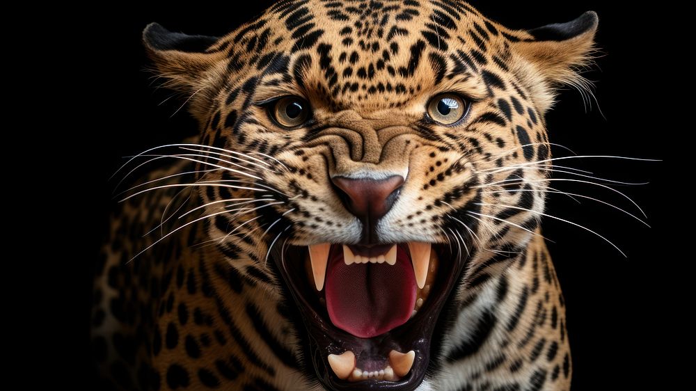 Fierce leopard roaring portrait, desktop | Premium Photo - rawpixel