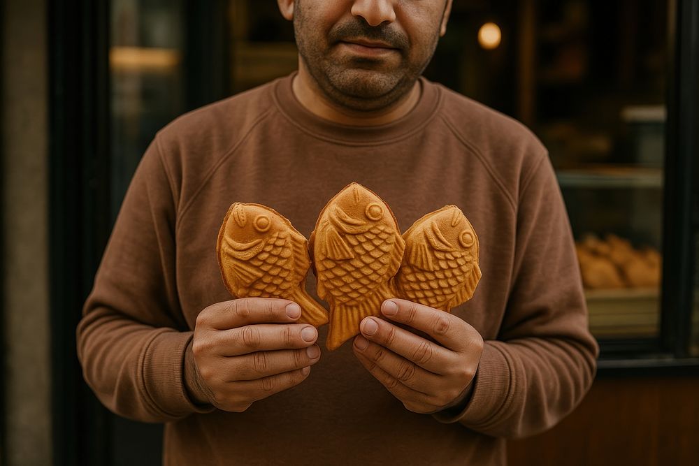 Man holding fish-shaped pastries | Free Photo - rawpixel