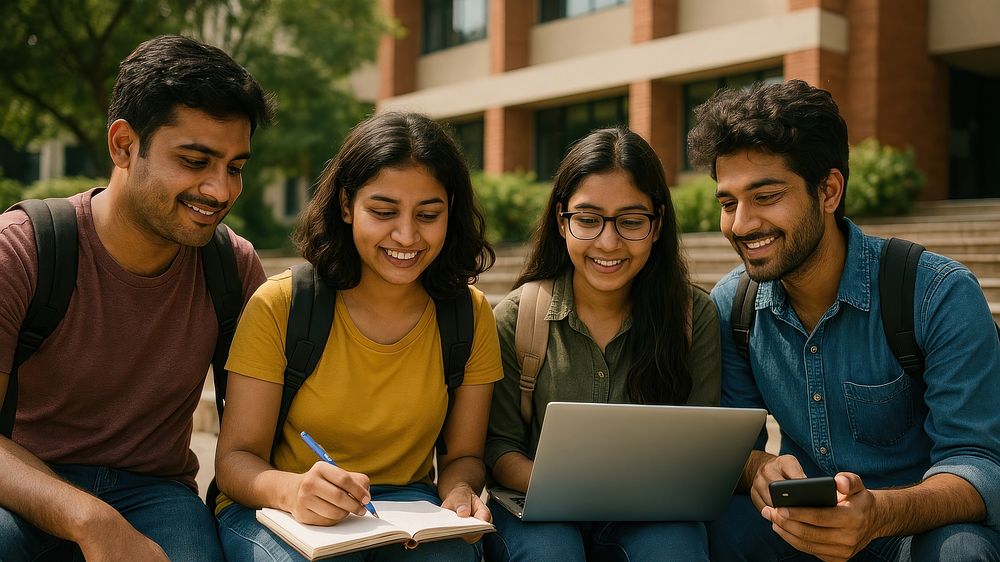 Students collaborating outdoors happily | Free Photo - rawpixel