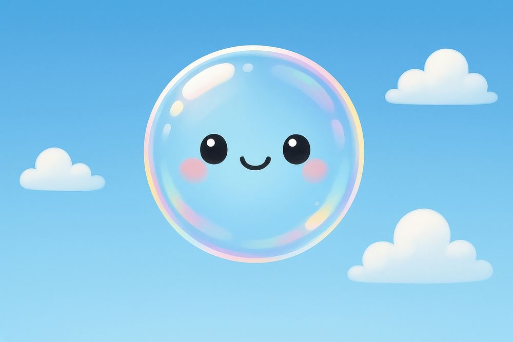 Cute smiling bubble floating skyward | Free Photo Illustration - rawpixel