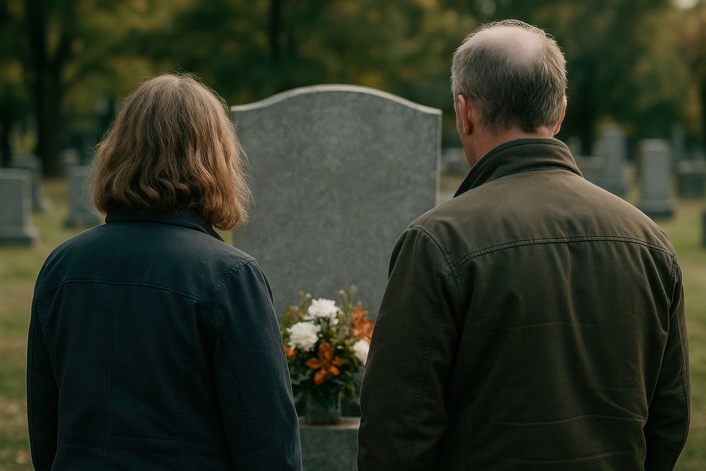Couple mourning at cemetery gravestone | Free Photo - rawpixel
