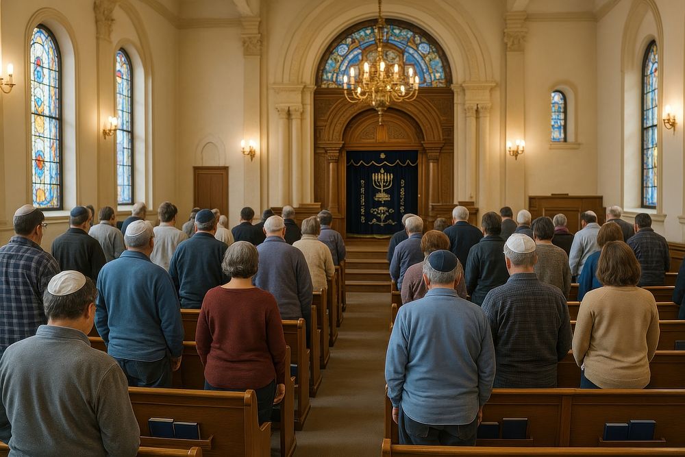 Congregation gathered in synagogue prayer | Free Photo - rawpixel