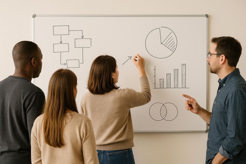 Team analyzing data on whiteboard | Premium Photo - rawpixel