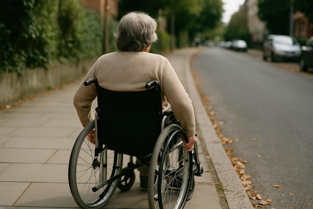 Elderly person using wheelchair outdoors | Premium Photo - rawpixel