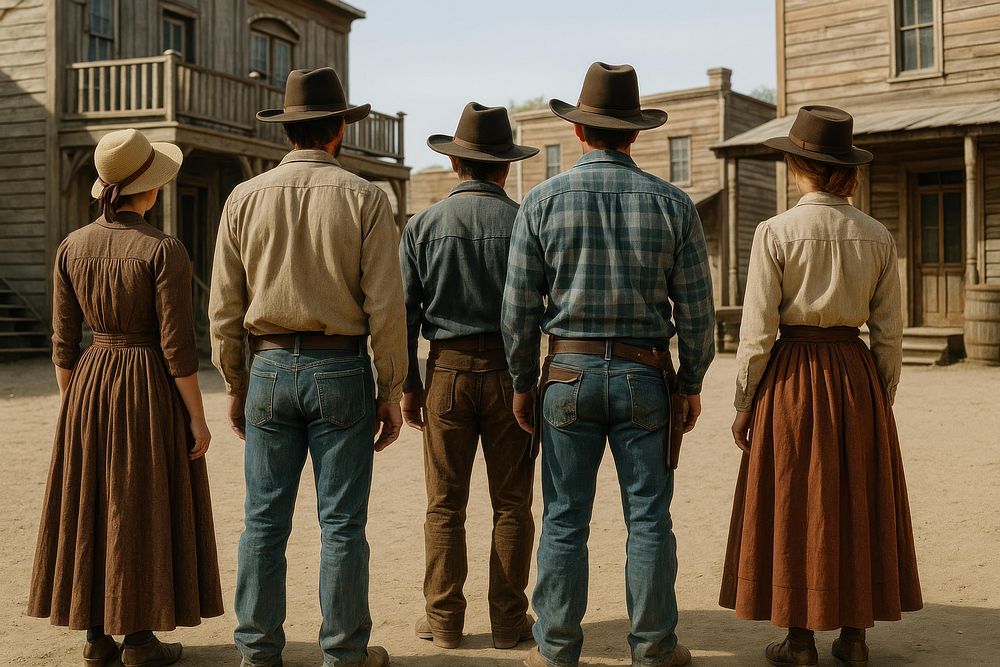 Western town scene with cowboys | Premium Photo - rawpixel
