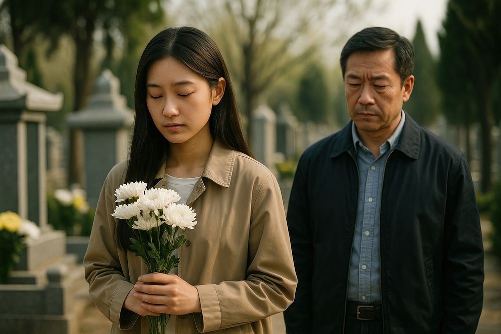 Somber cemetery scene with flowers | Free Photo - rawpixel