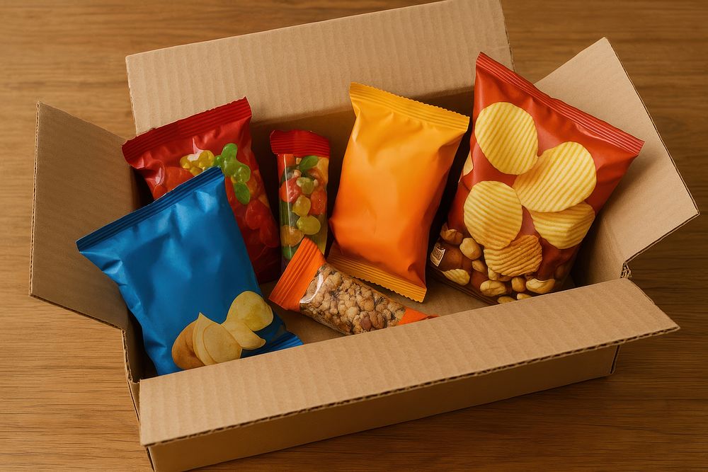 Assorted snacks in cardboard box | Free Photo - rawpixel