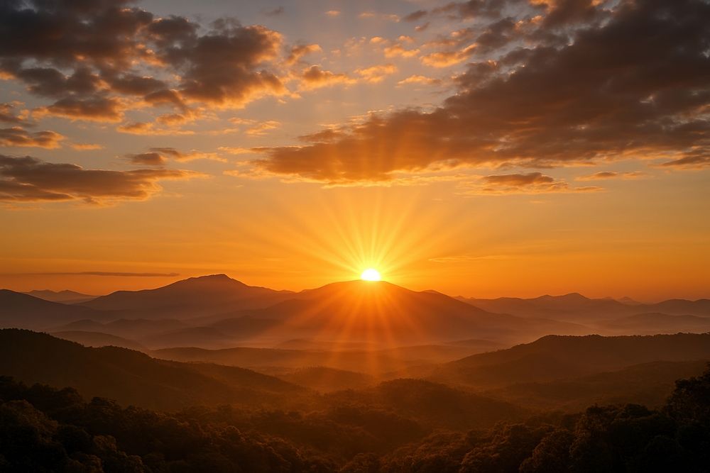 Breathtaking sunrise over mountain landscape | Free Photo - rawpixel