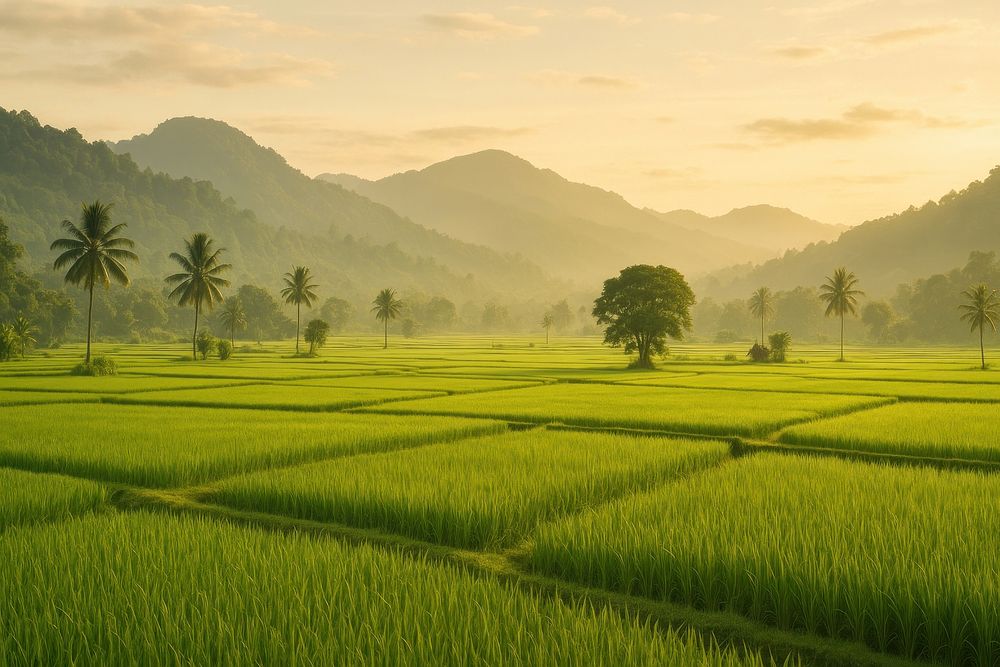 Lush rice fields under sunset | Free Photo - rawpixel