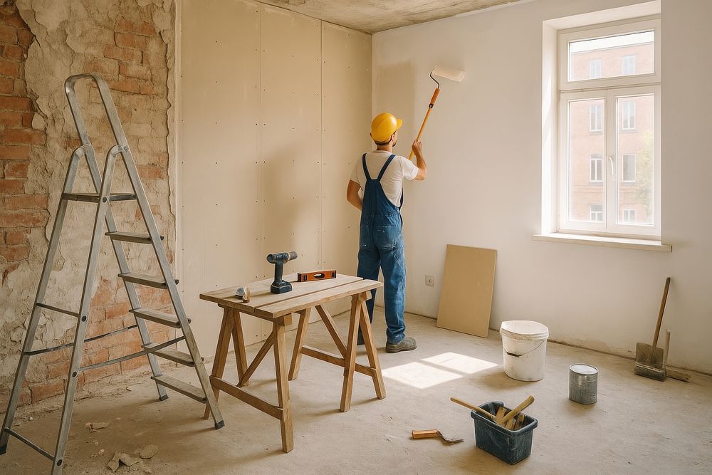 Worker painting room renovation | Free Photo - rawpixel