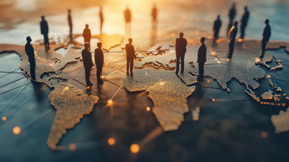 Business people standing world map | Premium Photo - rawpixel