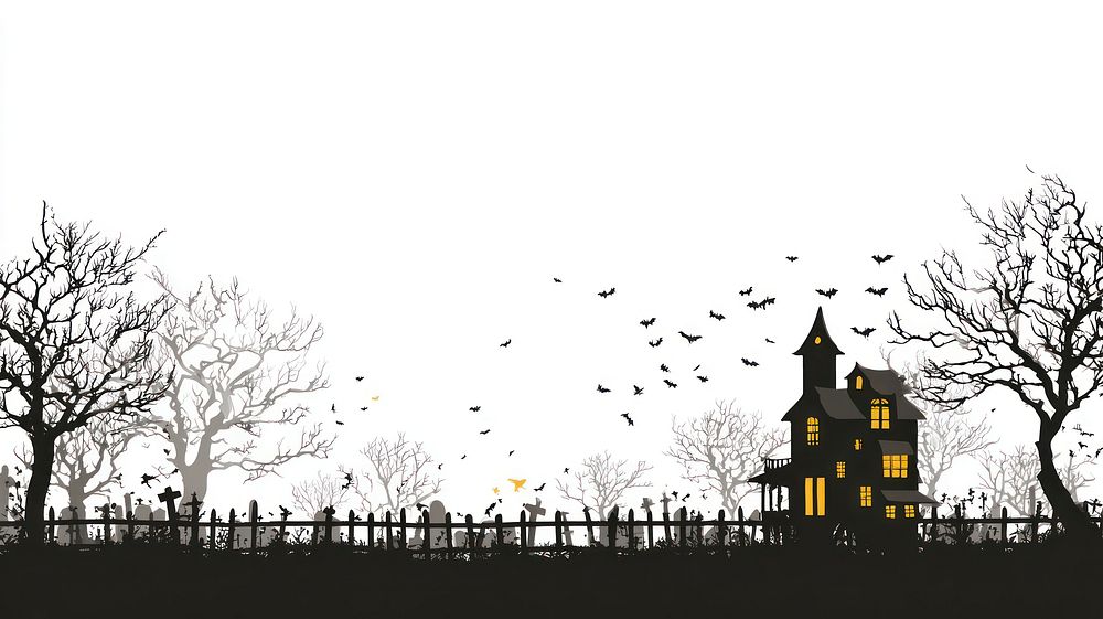 Spooky haunted house silhouette illustration | Free Photo Illustration ...