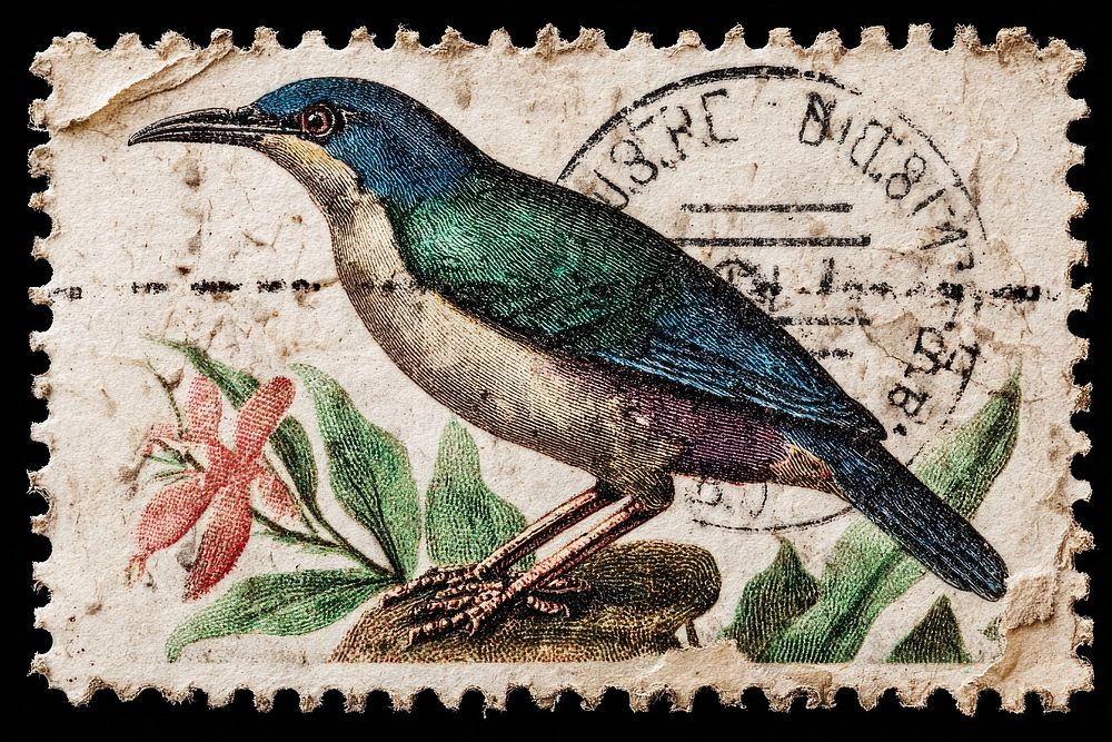 Vintage bird postage stamp art | Free Photo - rawpixel