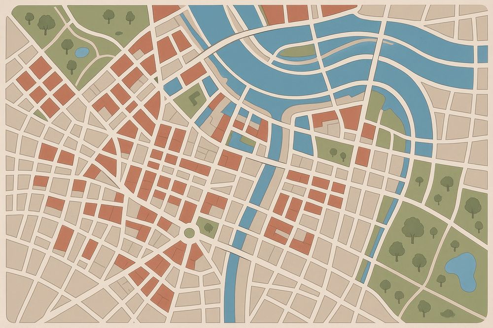 Colorful city map illustration | Free Photo Illustration - rawpixel