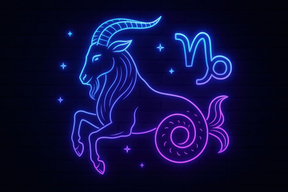 Neon Capricorn zodiac sign background | Free Photo Illustration - rawpixel