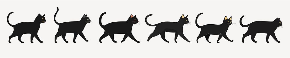 Stylized black cats sequence isolated | Free Vector - rawpixel