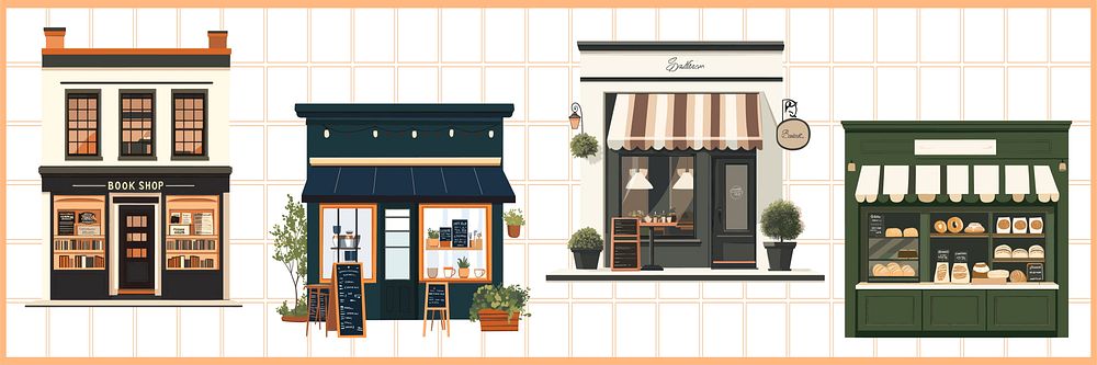 Charming storefronts vintage style, isolated | Premium Vector - rawpixel
