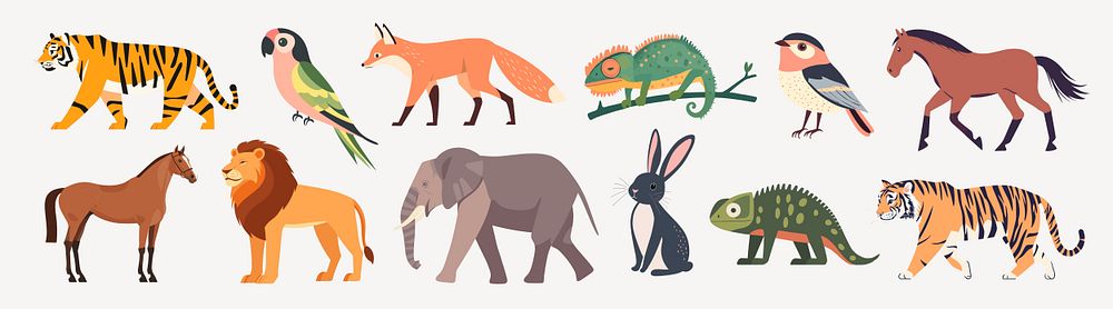 Colorful animal vector illustrations, isolated | Premium Vector - rawpixel