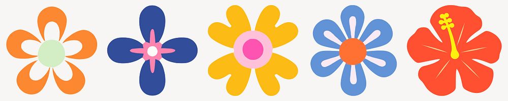 Colorful retro floral pattern, isolated | Premium Vector - rawpixel