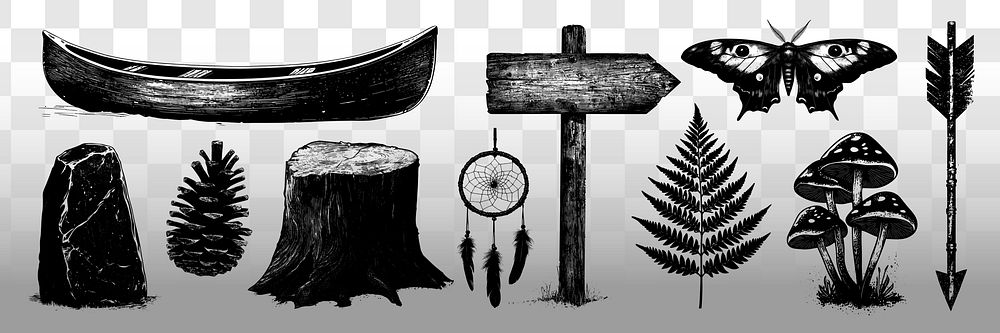 Rustic nature-themed silhouette collection, isolated | Premium Vector ...