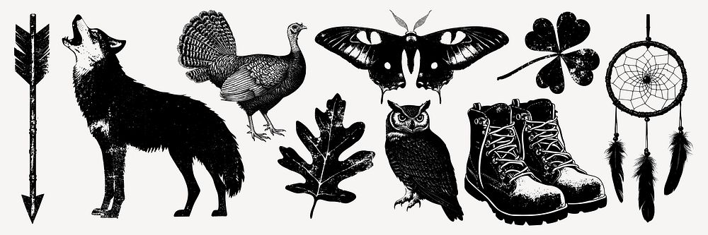 Nature-inspired rustic tattoo designs, isolated | Premium Vector - rawpixel