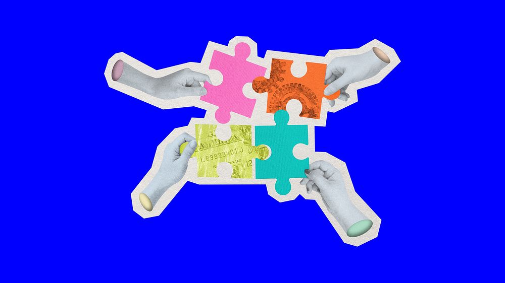 Collaboration colorful puzzle pieces blue | Free Photo - rawpixel