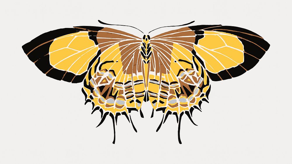 Yellow exotic butterfly sticker, insect. | Free Vector - rawpixel