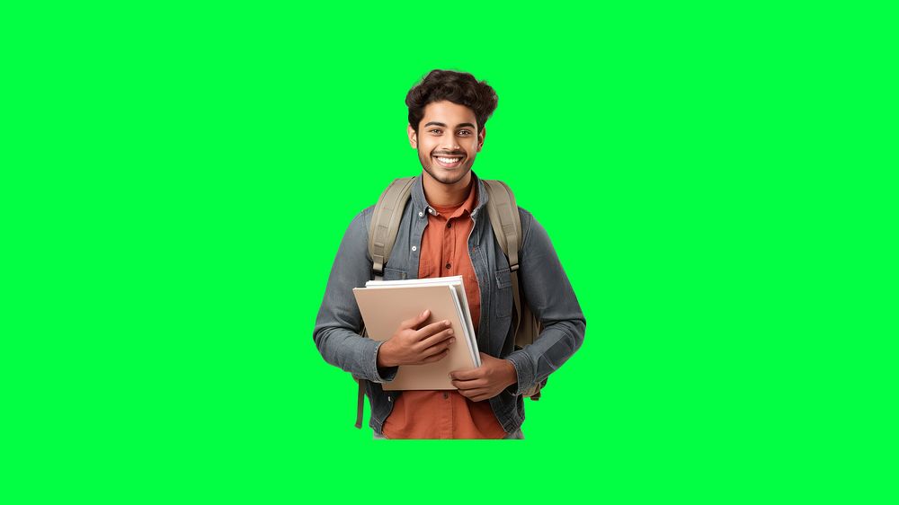 Student smiling backpack green screen | Free Photo - rawpixel