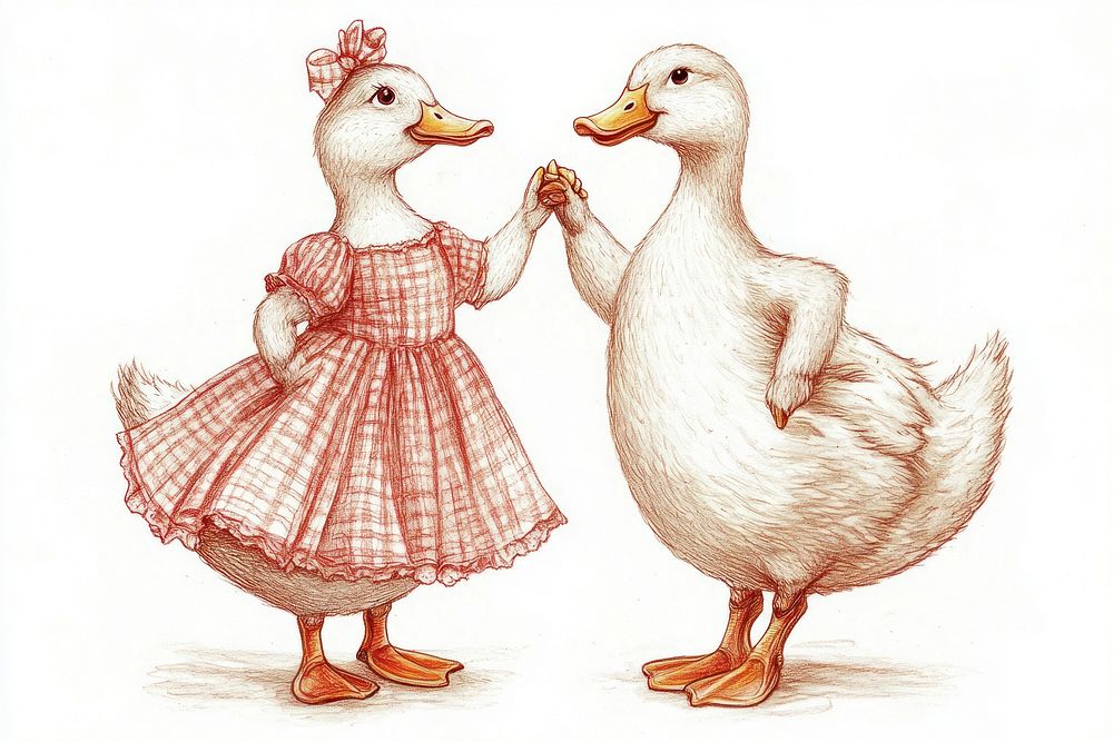 Duck couple characters dancing ducks | Free Photo Illustration - rawpixel