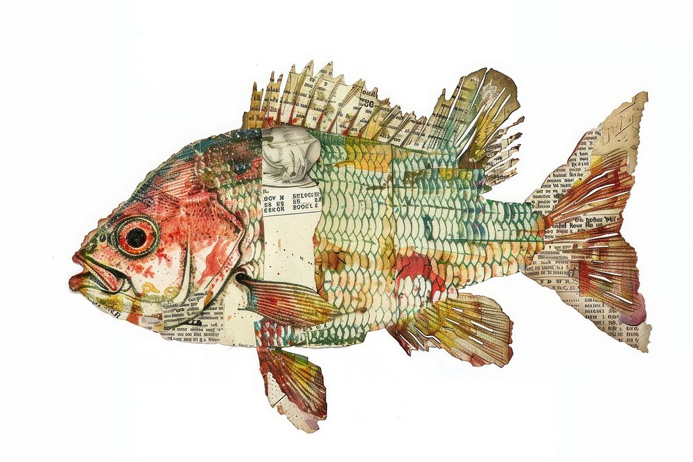 Fish shape collage cutouts vintage | Free Photo Illustration - rawpixel