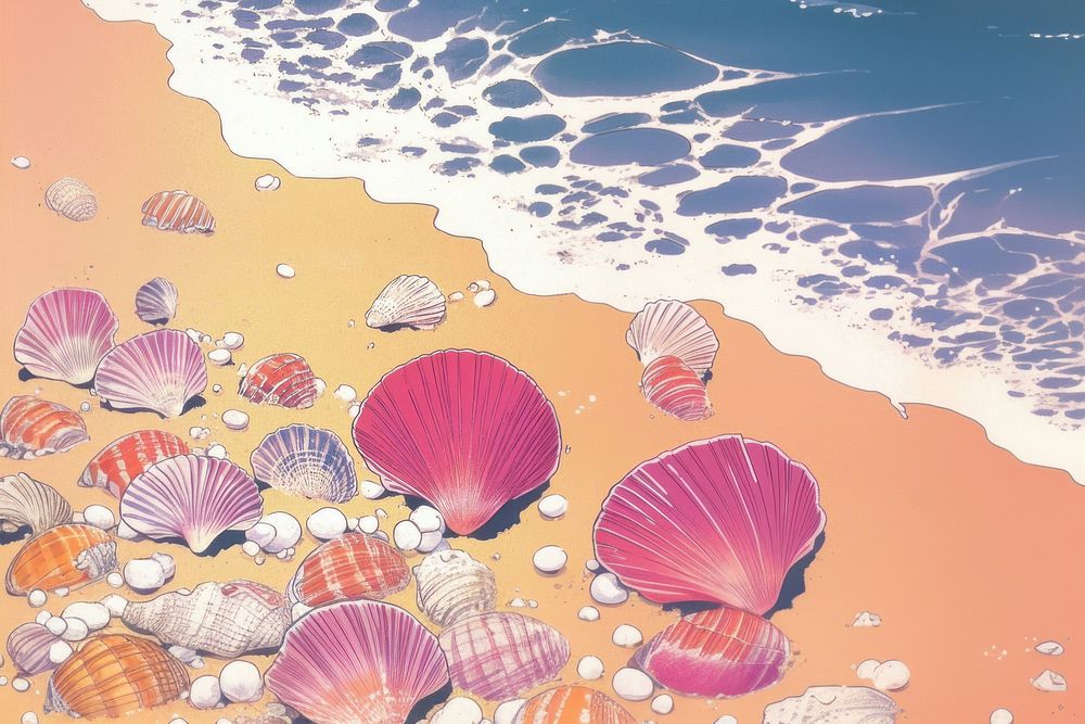 Impression beach have shells seashell | Free Vector - rawpixel