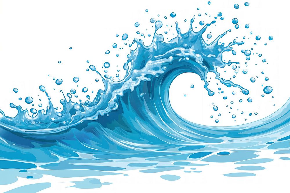 Water curve splash illustration ocean | Free Photo Illustration - rawpixel