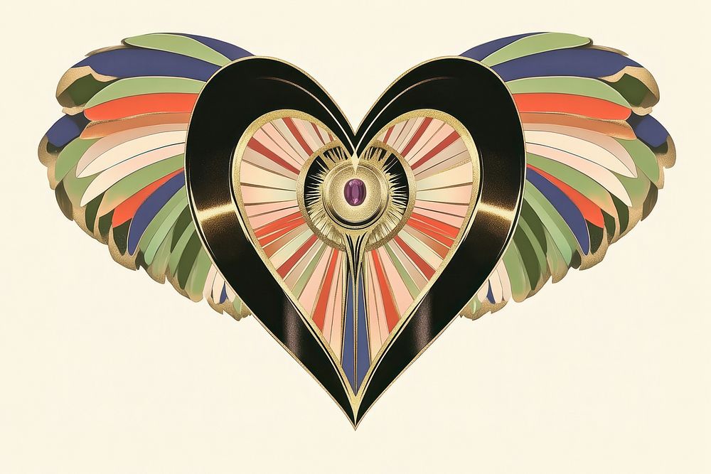 symmetrical heart illustration wings style. | Free Photo Illustration ...