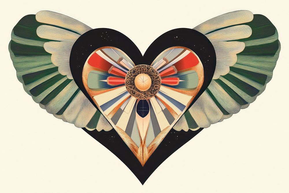 symmetrical heart illustration wings appliance. | Free Photo ...