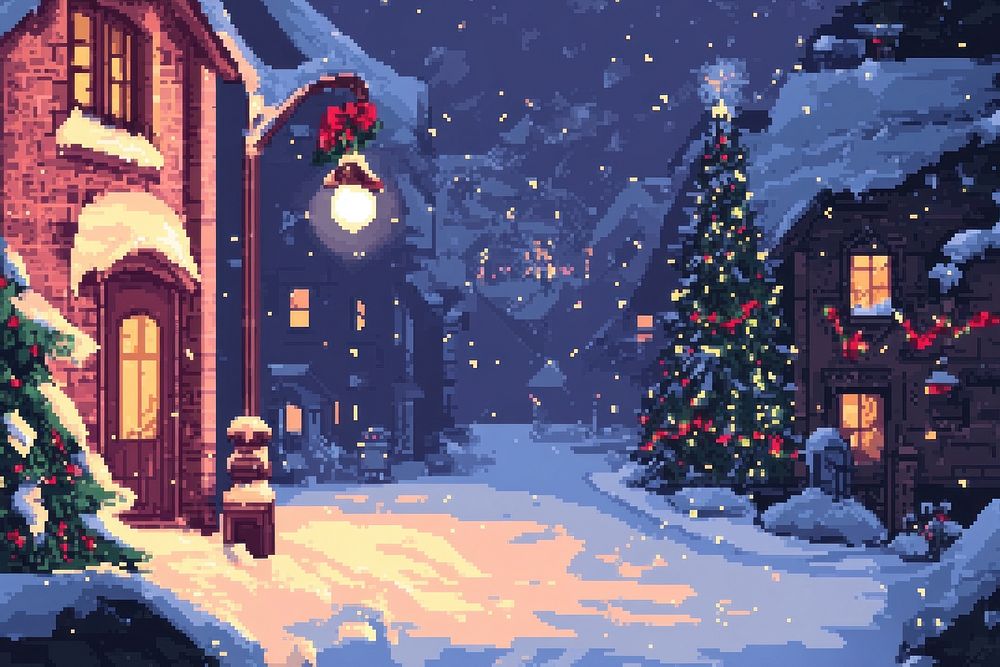 Christmas winter pixel snow vector | Free Vector Illustration - rawpixel