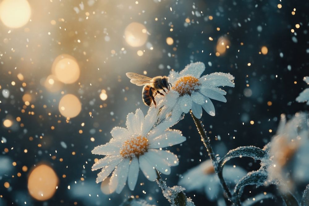 Bee daisy flower nature invertebrate. | Free Photo - rawpixel