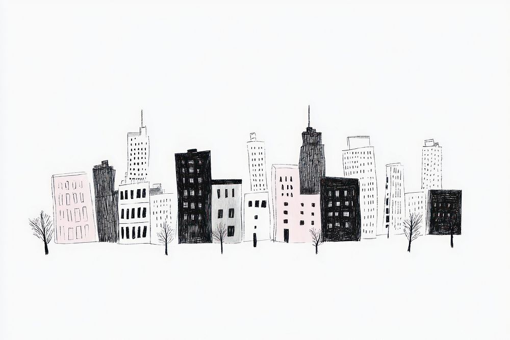 Downtown illustration drawing sketch | Free Photo Illustration - rawpixel