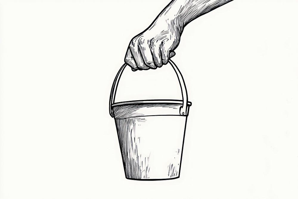 Hand holding bucket drawing black | Free Photo Illustration - rawpixel