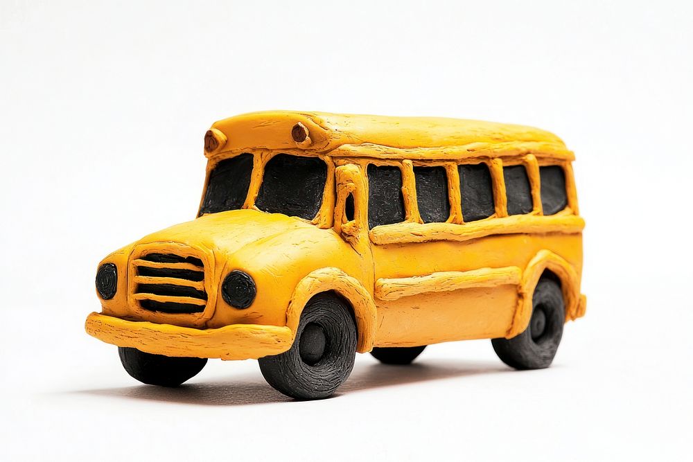 School bus transportation yellow clay. | Free Photo Illustration - rawpixel
